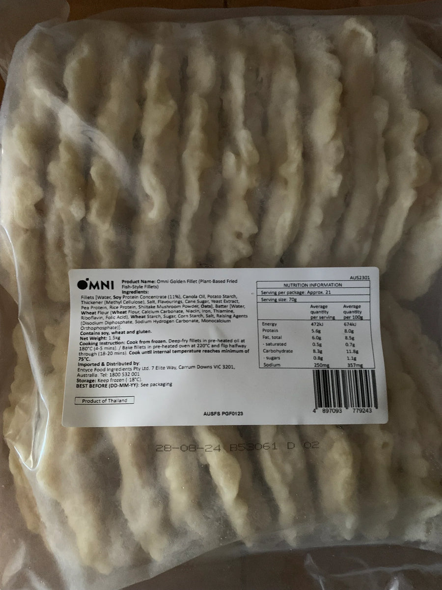 Omni Golden Plant-Based Battered Fish-style Fillets (1.5kg /22pcs) (3 ...