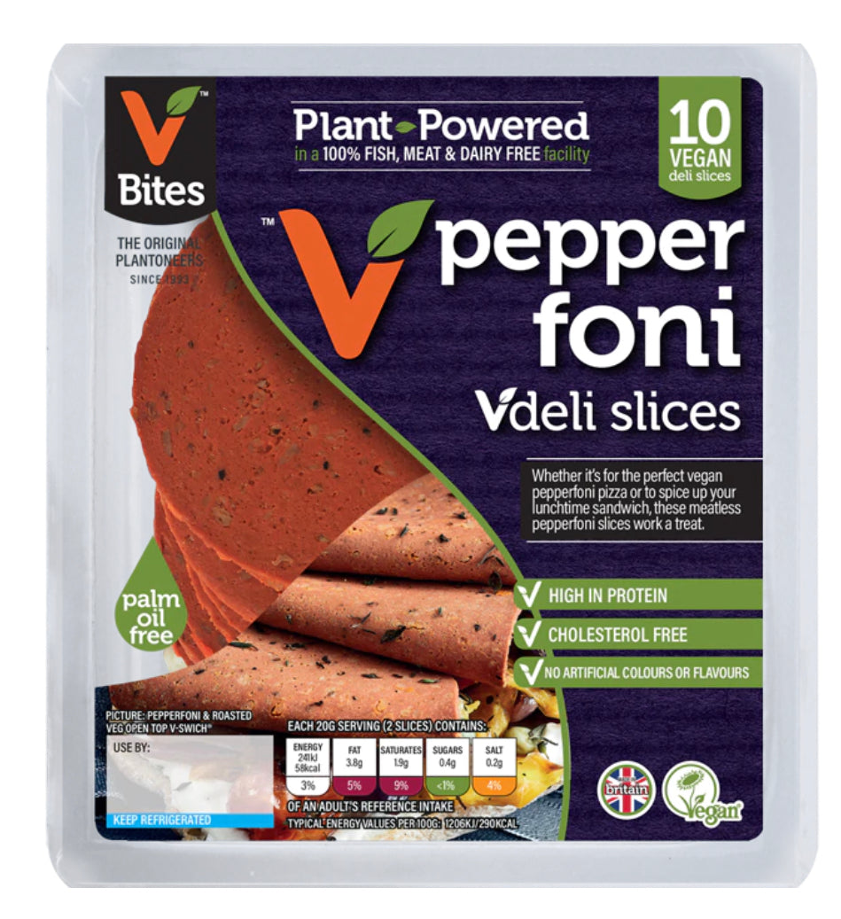 VBITES CHEATIN' PEPPERONI SLICES (FS) 500g (6) – Ethical Food Distributors
